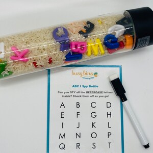 ABC Uppercase Letters Sensory Bottle | I Spy Letters | Preschool ...