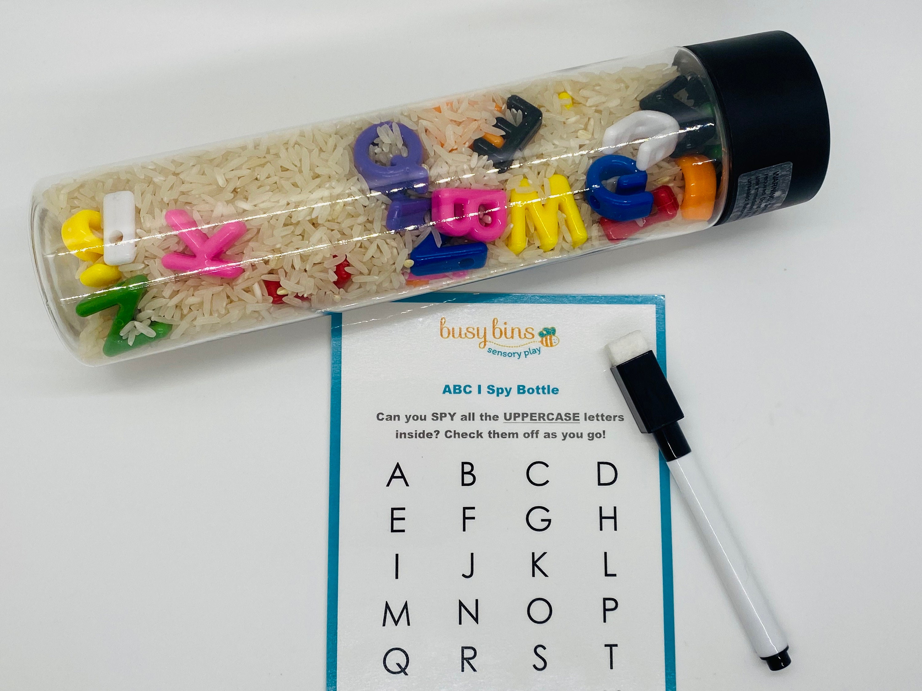 ABC Uppercase Letters Sensory Bottle I Spy Letters Preschool Activity ...