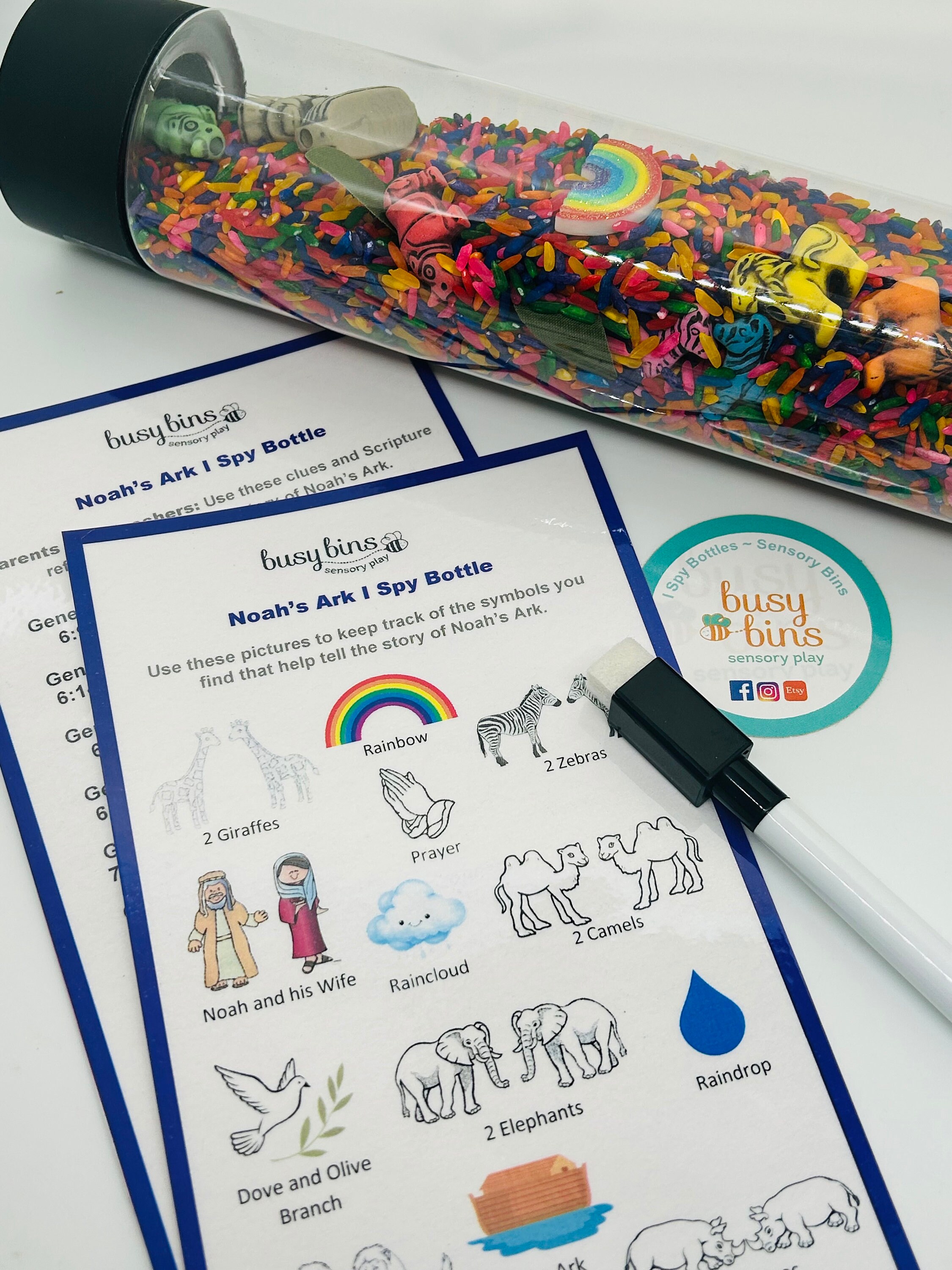 Noah's Ark I Spy Bottle Kids Bible Story VBS Activity Jungle Animals I ...