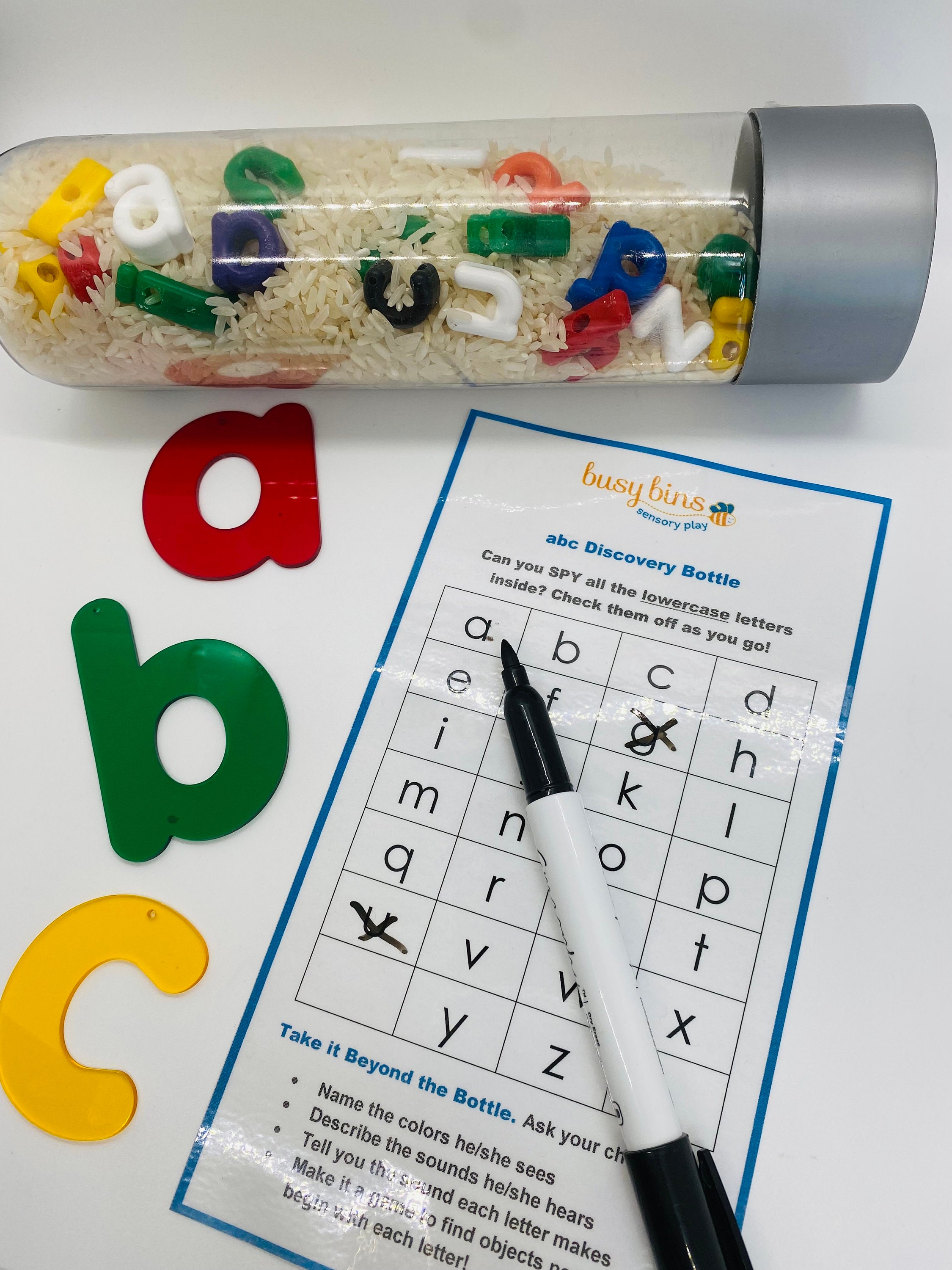 Abc Lowercase Letters Sensory Bottle I Spy Letters Sensory Bottle ...