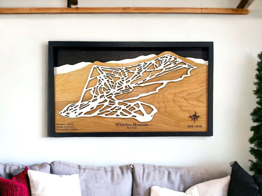 Whiteface Mountain Ski Trail Map: 3D Layered Wood Art - Etsy