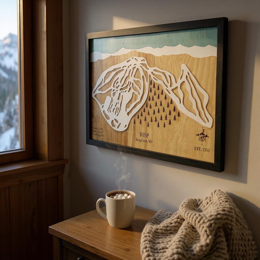 WISP Resort Maryland Ski Trail Map: 3D Layered Wood Art - Etsy