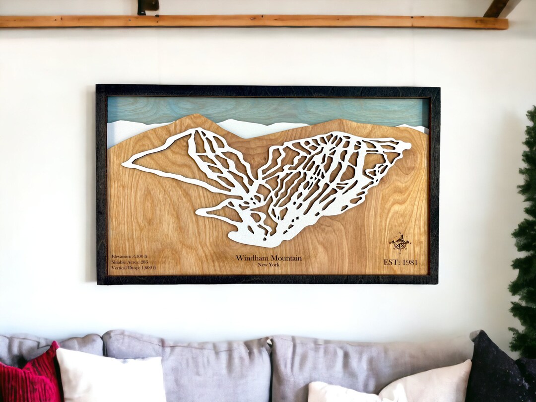 Windham Mountain Ski Map: 3D Layered Wood Ski Trail Art - Etsy