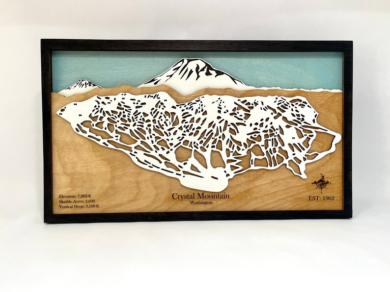 Crystal Mountain Ski Resort Map: 3D Wood Trail Art - Etsy