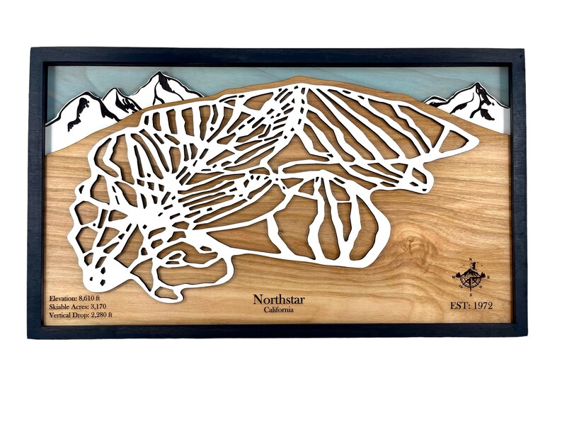Northstar California Ski Resort Map: 3D Layered Wood Trail Art - Etsy