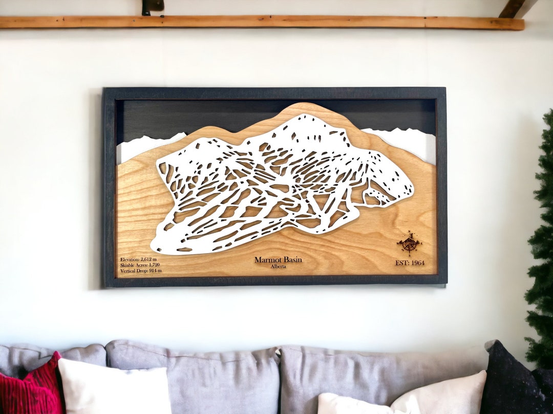 Marmot Basin Ski Resort 3D Wood Map - Alberta Ski Trail Art - Etsy