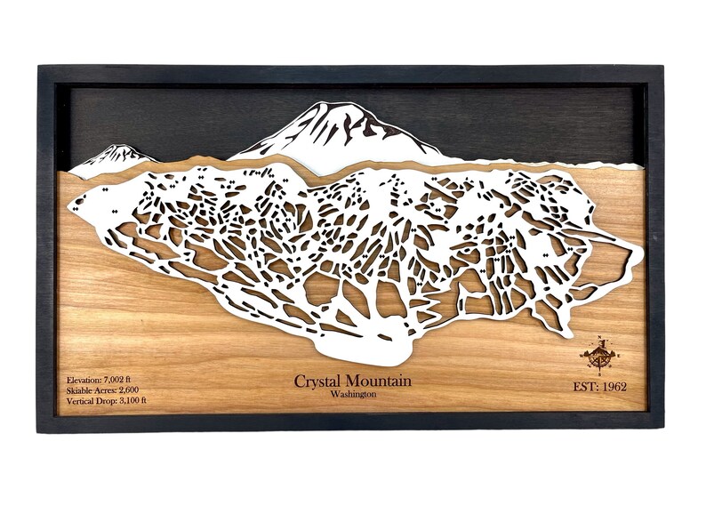 Crystal Mountain Ski Resort Map: 3D Wood Trail Art - Etsy
