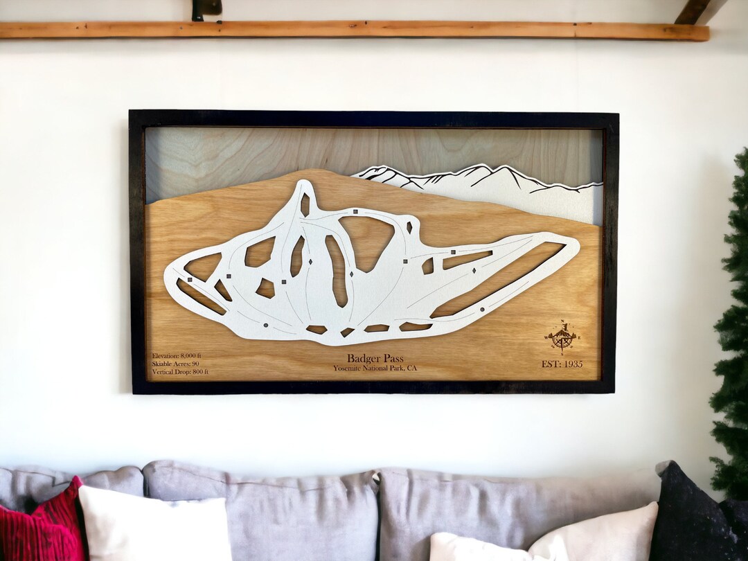 Badger Pass, Yosemite National Park, California- Ski Trail Map, 3D ...