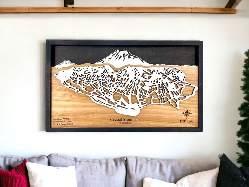 Crystal Mountain Ski Resort Map: 3D Wood Trail Art - Etsy
