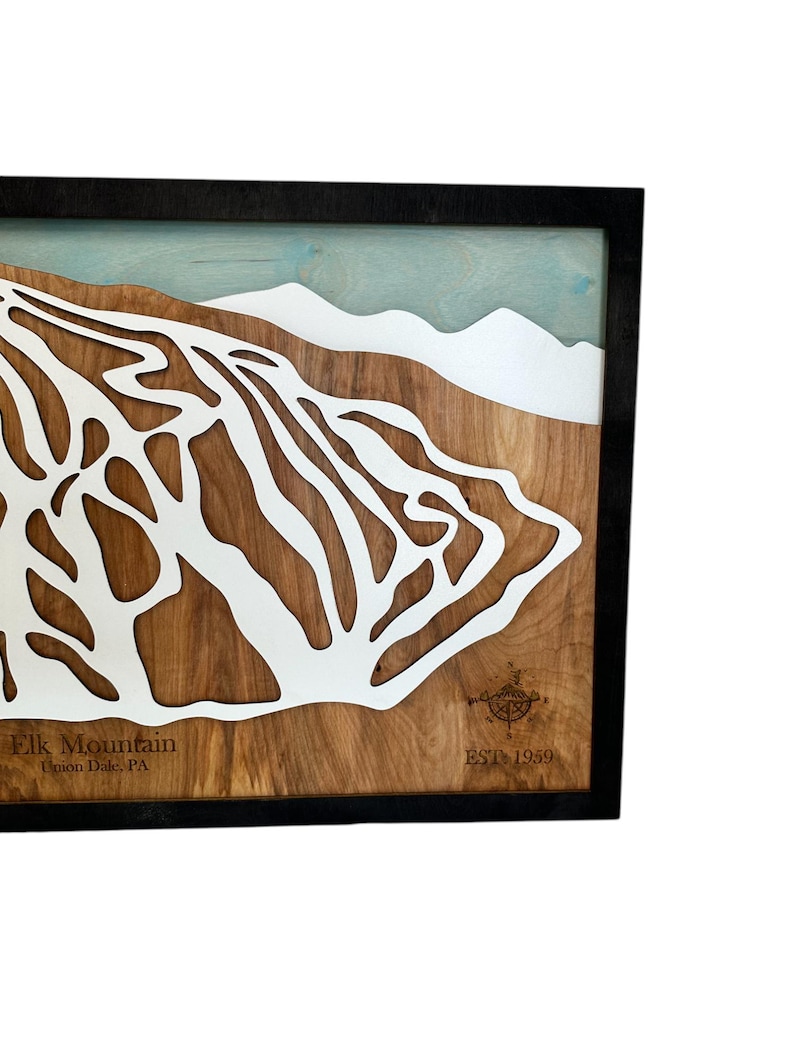 Elk Mountain Pennsylvania Ski Map: 3D Layered Wood Art - Etsy
