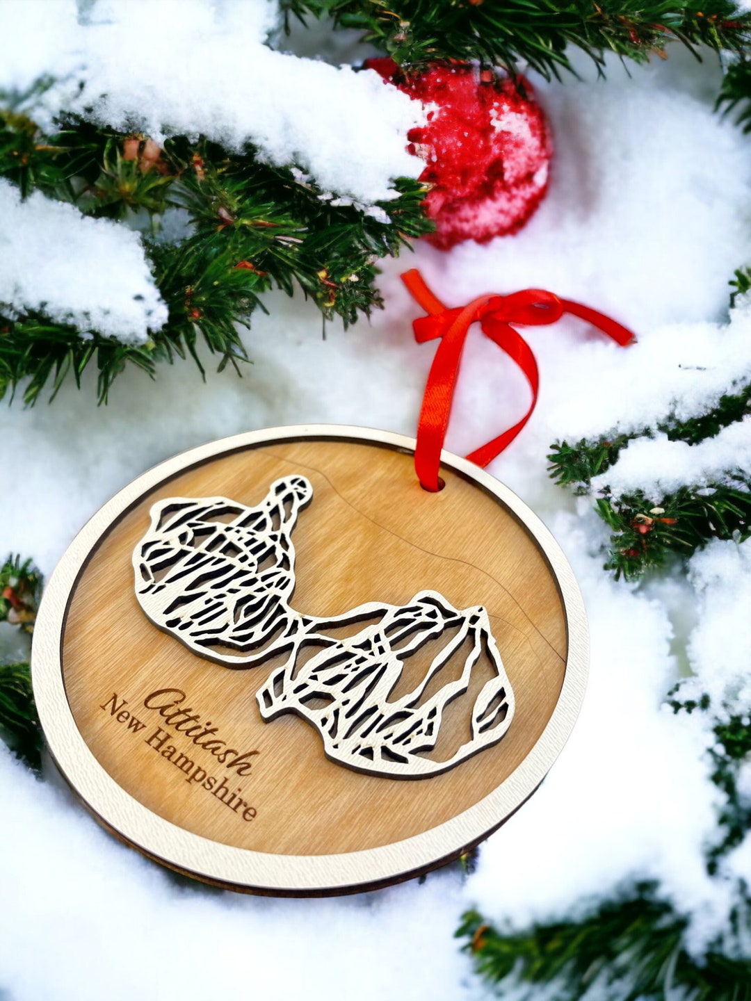 Attitash Mountain Ski Trail Map Ornament: 3D Layered Engraved Wood - Etsy