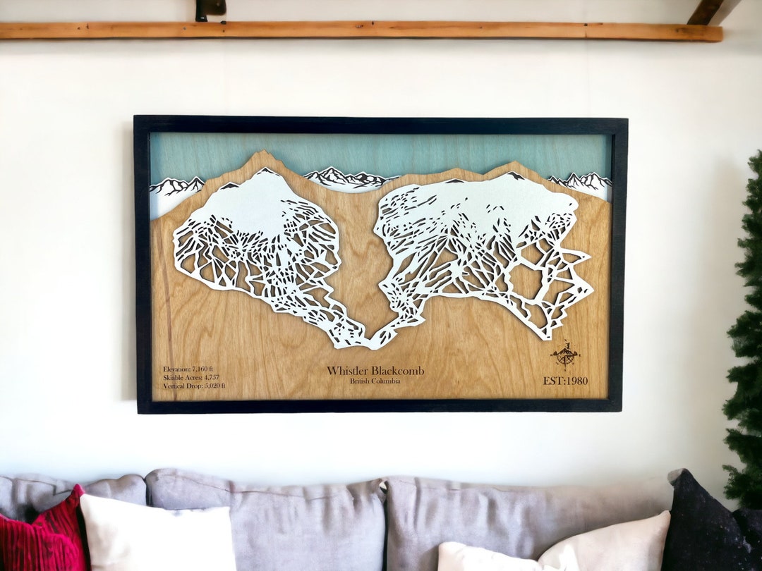 Whistler-blackcomb Mountain, British Columbia Ski Trail Map, Ski Decor ...