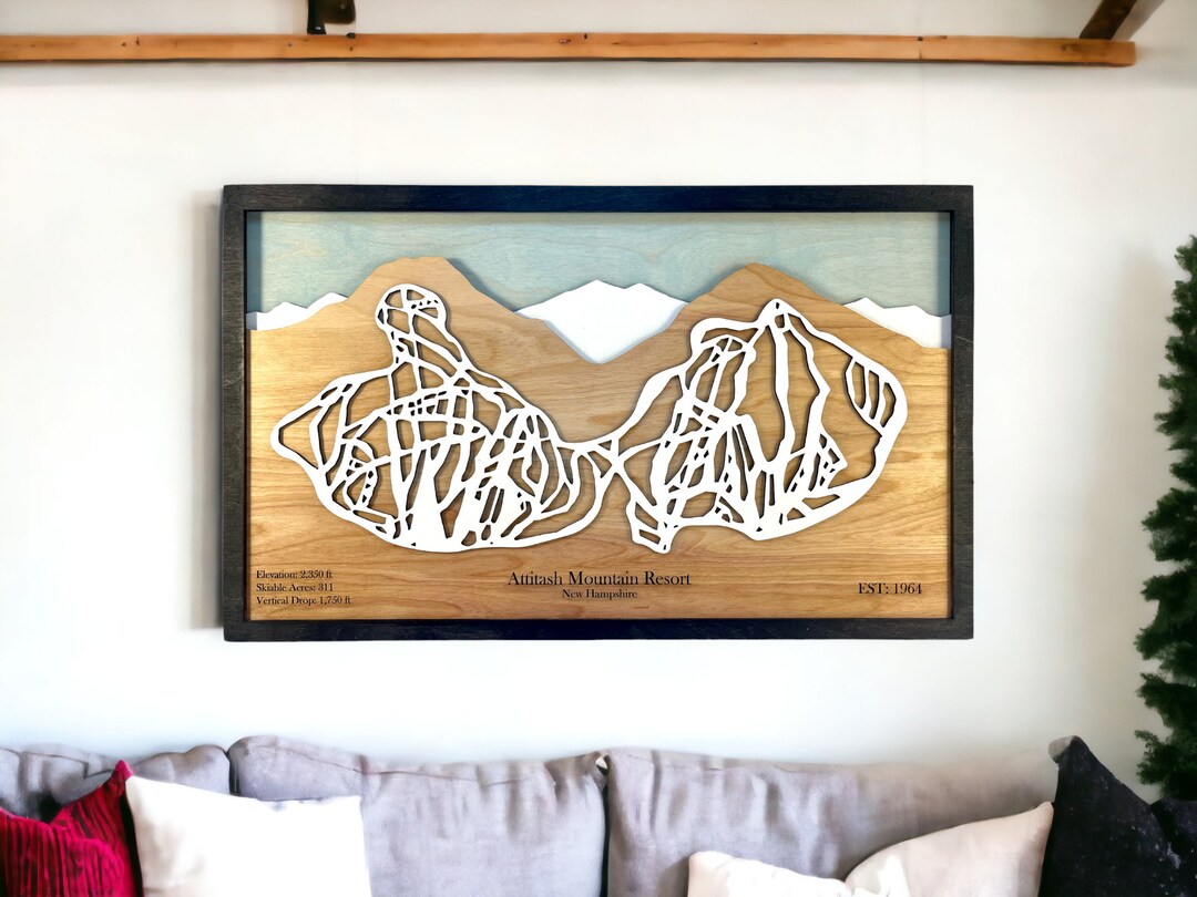 Attitash Mountain Ski Trail Map: 3D Layered Baltic Birch Art - Etsy