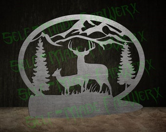 Wildlife Scene Deer 3 DXF / SVG File for Plasma, Laser, Waterjet ...