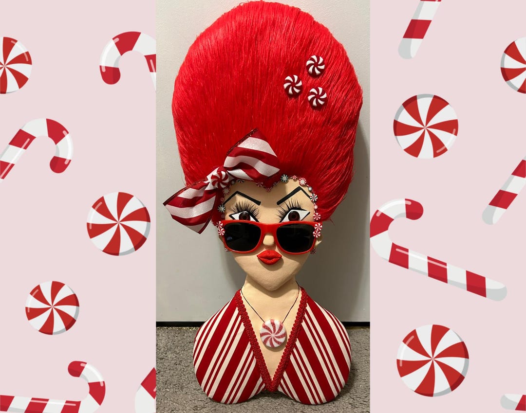 Candy Cane Lady Wreath Attachment - Etsy