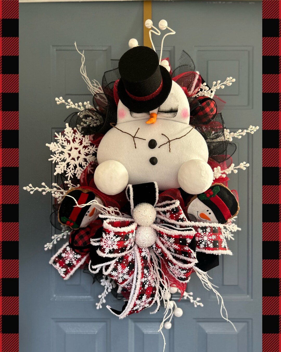 Snowman Wreath, Christmas Wreath, Winter Wreath, Sleepy Snowman - Etsy