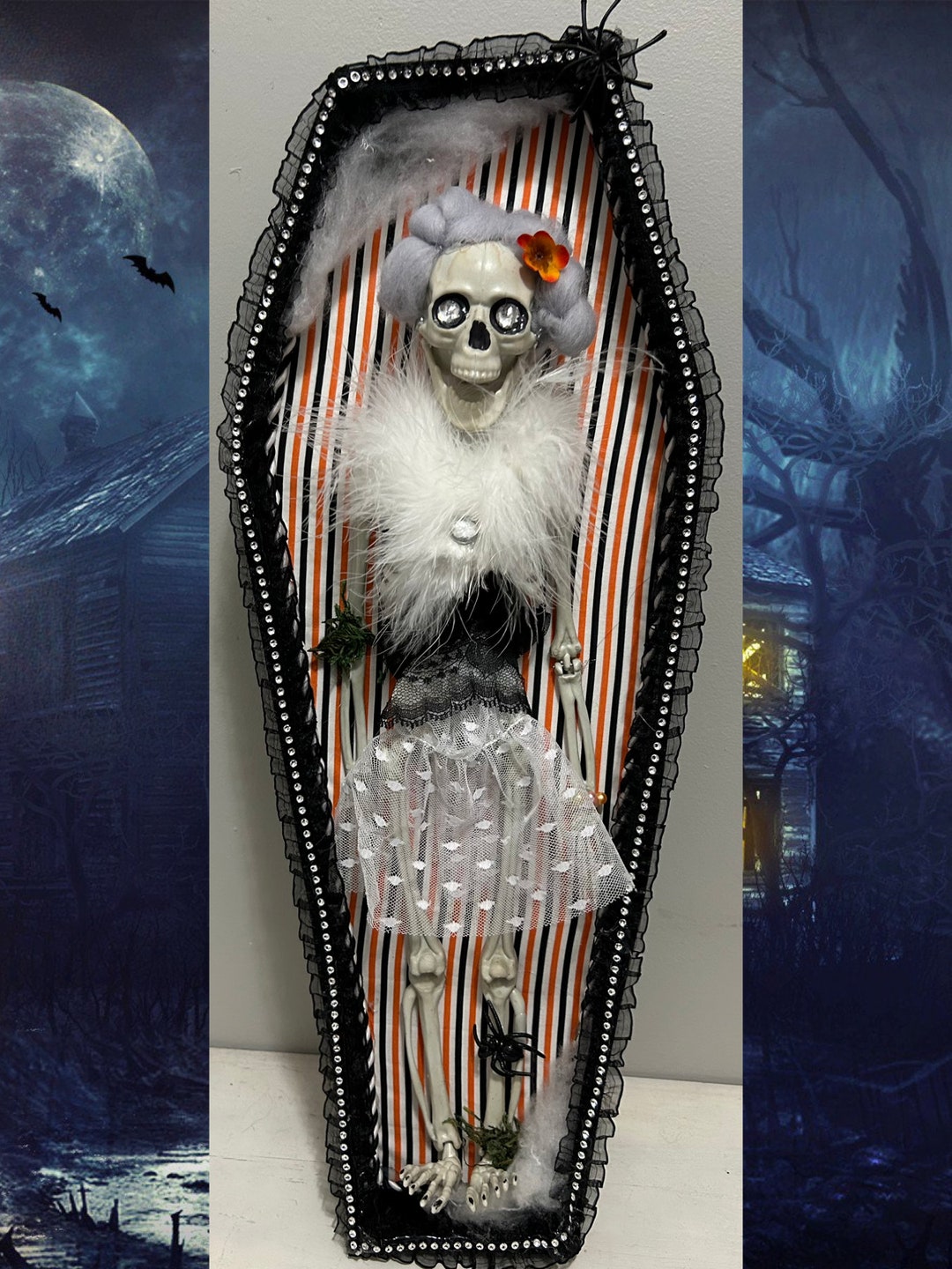 Girl Skellie in Coffin Wreath Attachment or Door Hanger - Etsy