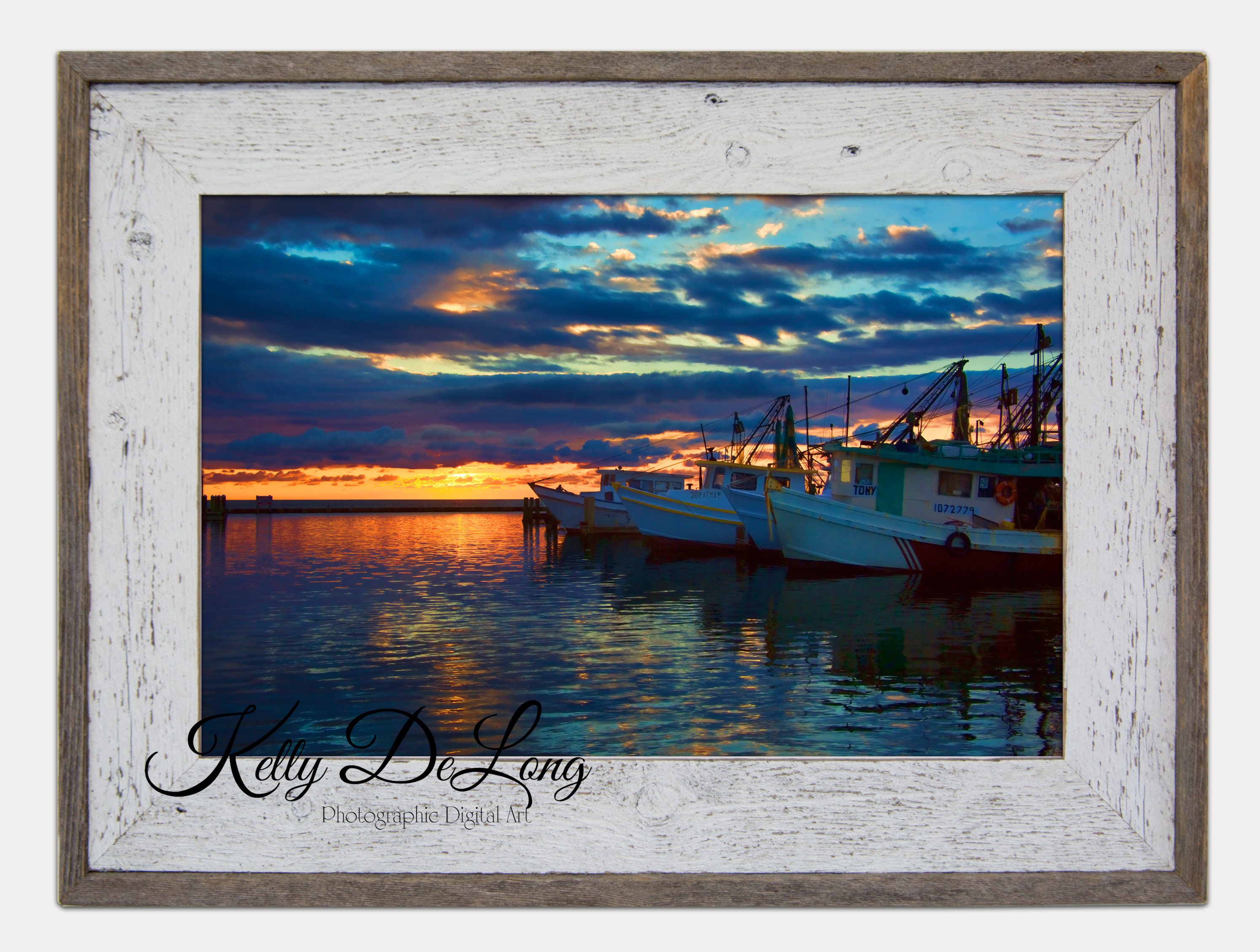 Fulton Harbor Sunrise, Shrimp Boats at Dawn, Marina, Coastal Art ...