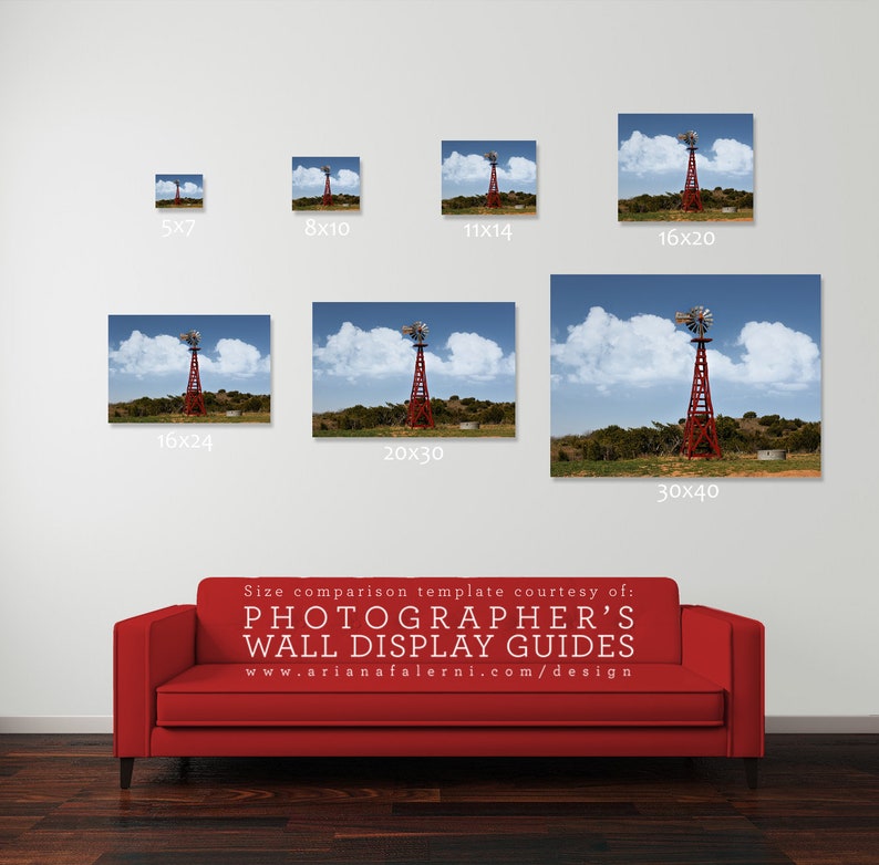 Old Red Wooden Windmill at Dickens TX. Vibrant Colors, Vintage Look ...