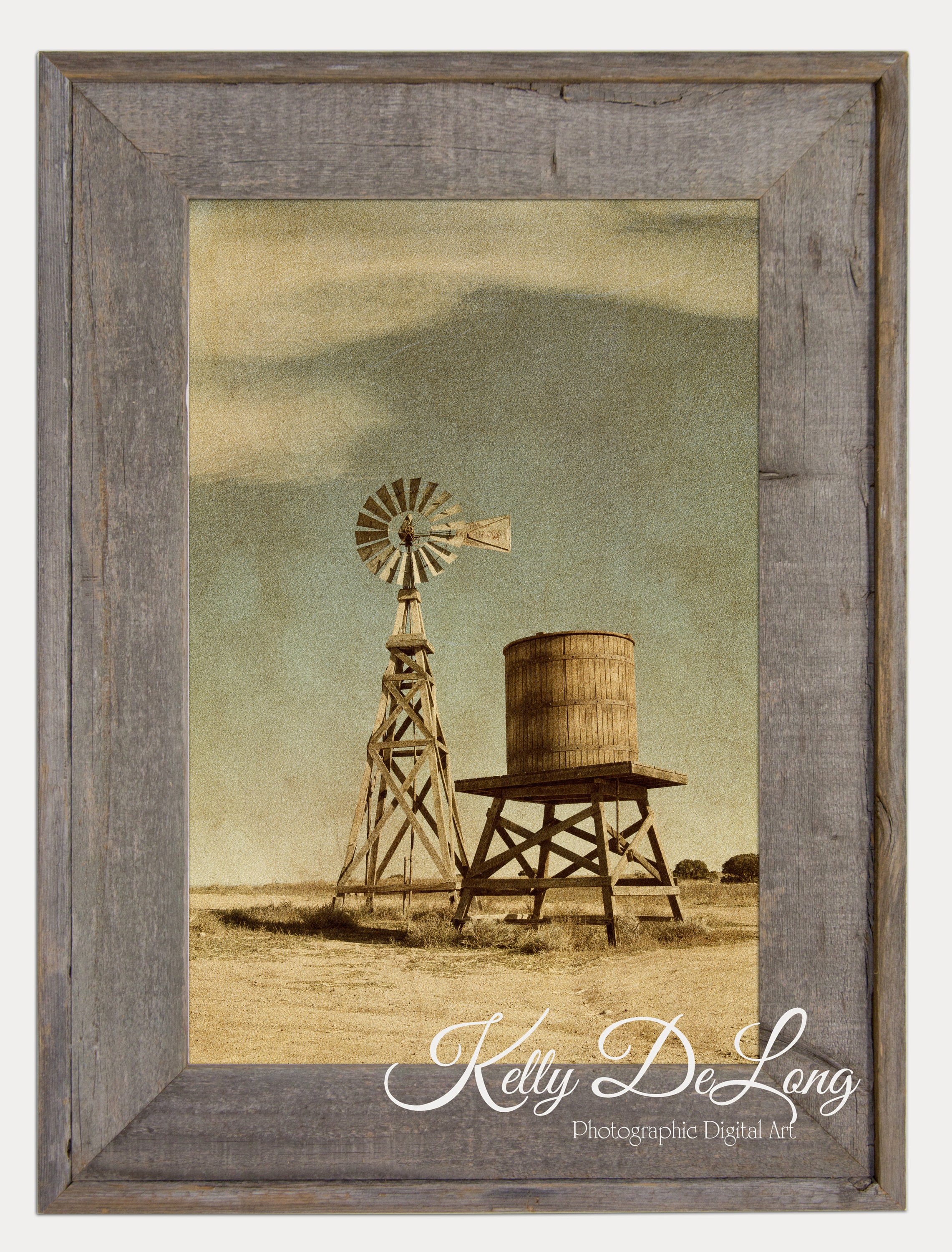 Vintage Wooden Windmill, Western Photographic Art Print, Gallery Wrap ...