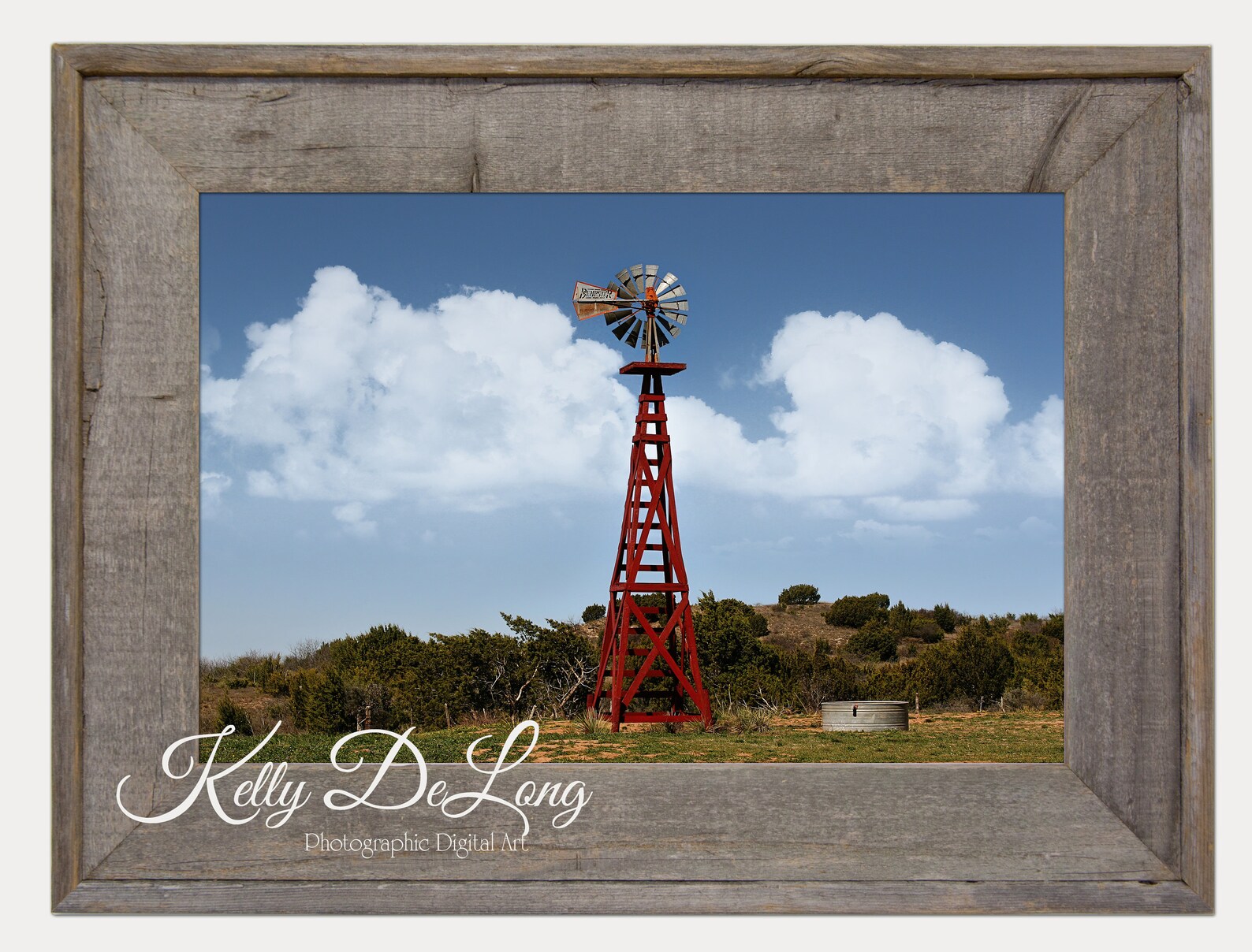 Old Red Wooden Windmill at Dickens TX. Vibrant Colors, Vintage Look ...