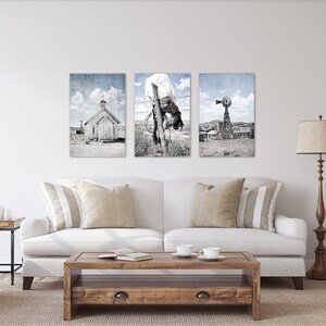 Old Western Ghost Town Windmill; Mounted Print or Canvas. Subtle Blue ...