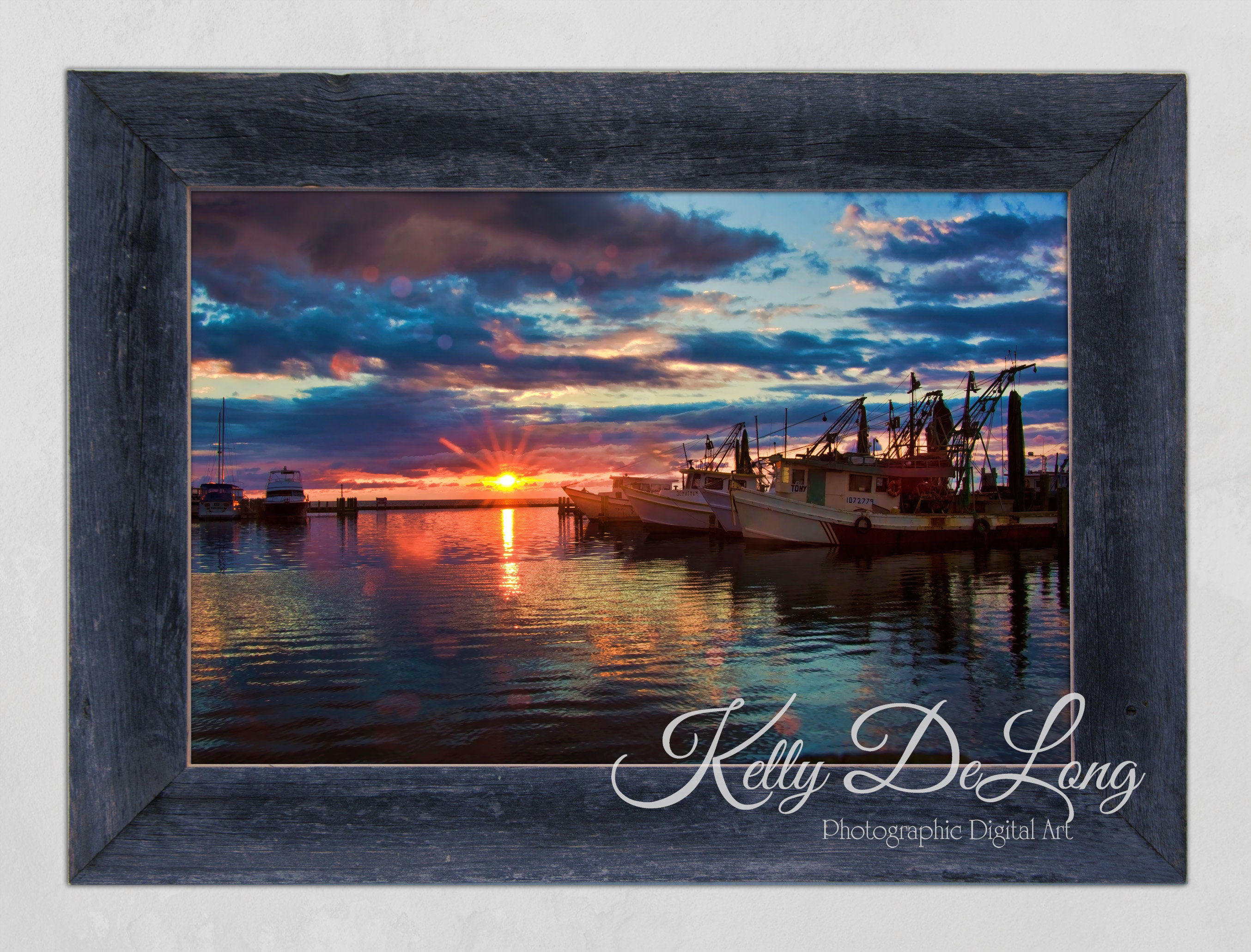 Fulton Harbor Sunrise, Shrimp Boats at Dawn, Marina, Coastal Art ...
