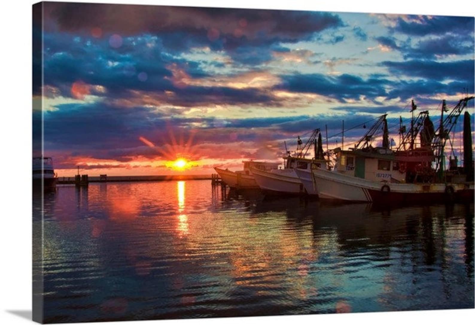Fulton Harbor Sunrise, Shrimp Boats at Dawn, Marina, Coastal Art ...
