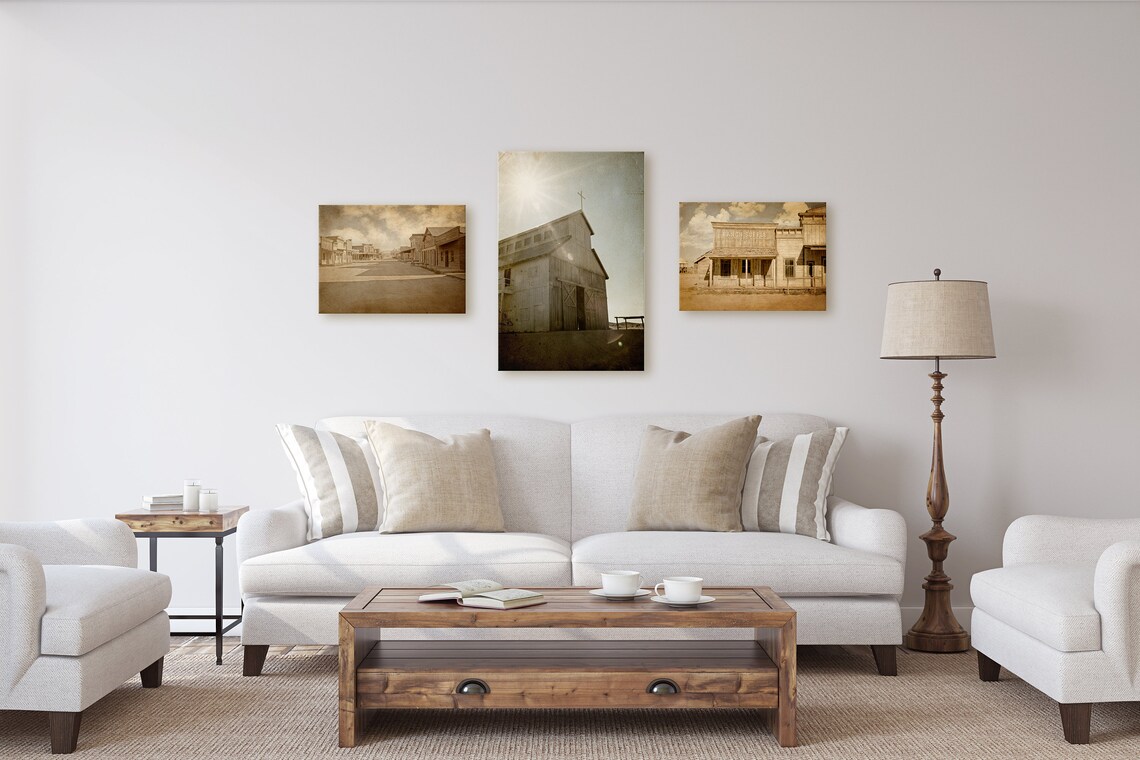 Vintage Barn, Rustic Western Art, Gallery Wrap, Ghost Town, Country ...