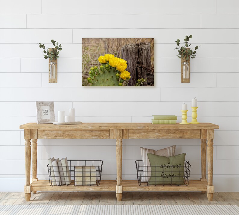 Vibrant Yellow Prickly Pear Cactus. Print, Canvas or Metal Perfect for ...