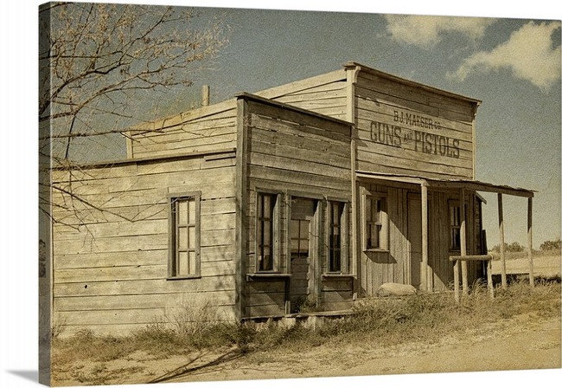 Vintage Western Wall Decor, Photographic Art, Old West Ghost Town, Guns ...
