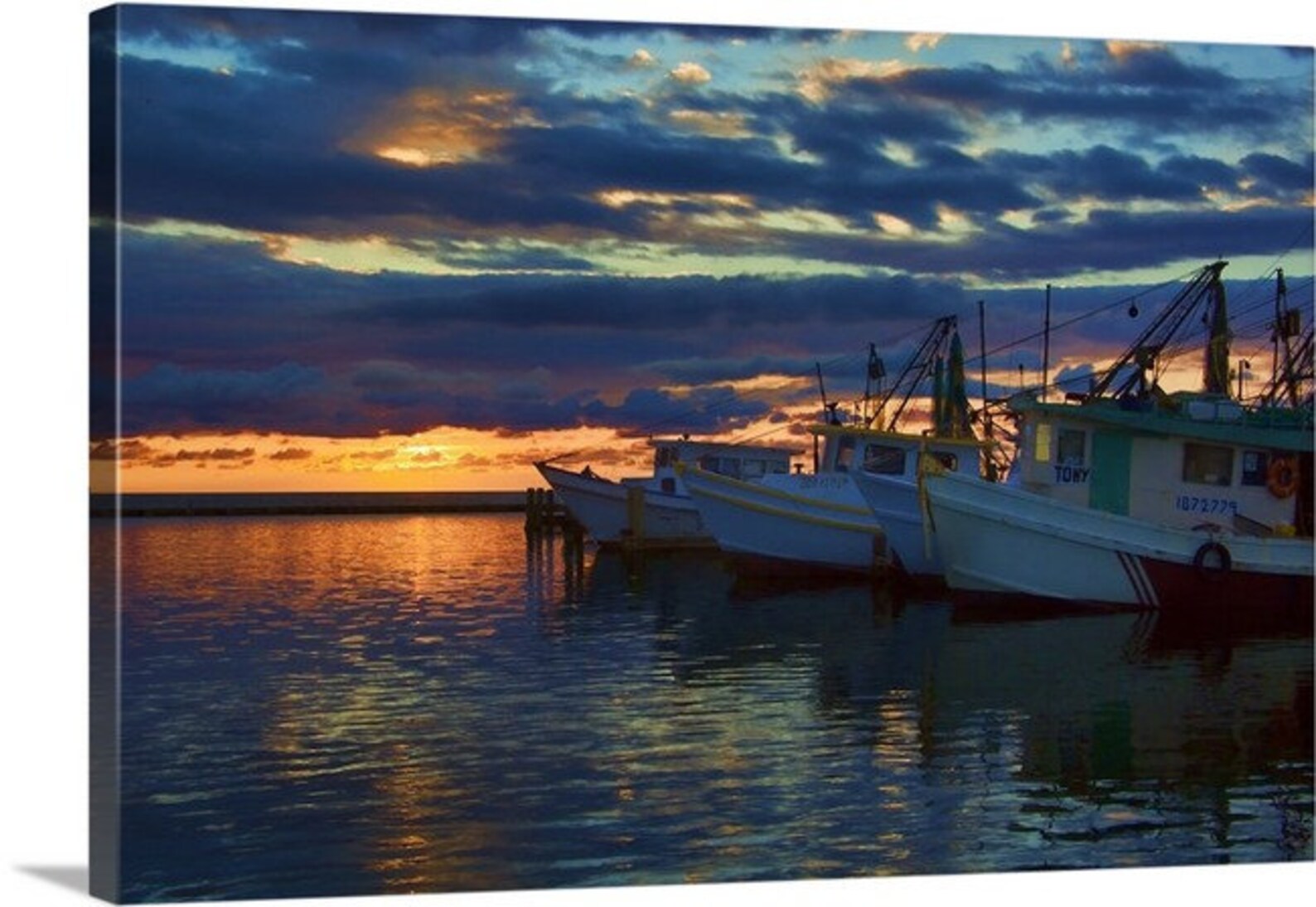 Fulton Harbor Sunrise, Shrimp Boats at Dawn, Marina, Coastal Art ...