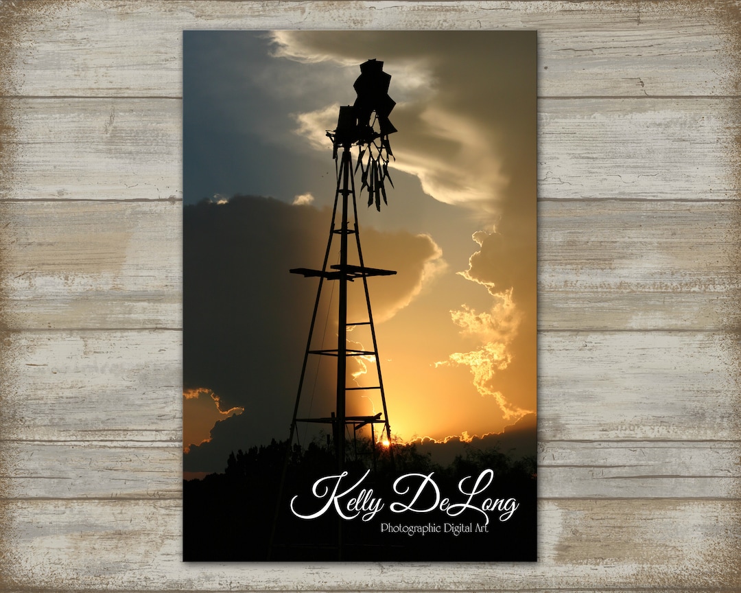 Storm Cloud Sunset Frames an Old Windmill at Copper Breaks SP. Warm ...