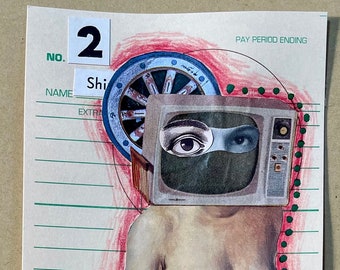 Original Collage: in Line the DMV, a Mixed Media Collage, Unframed ...