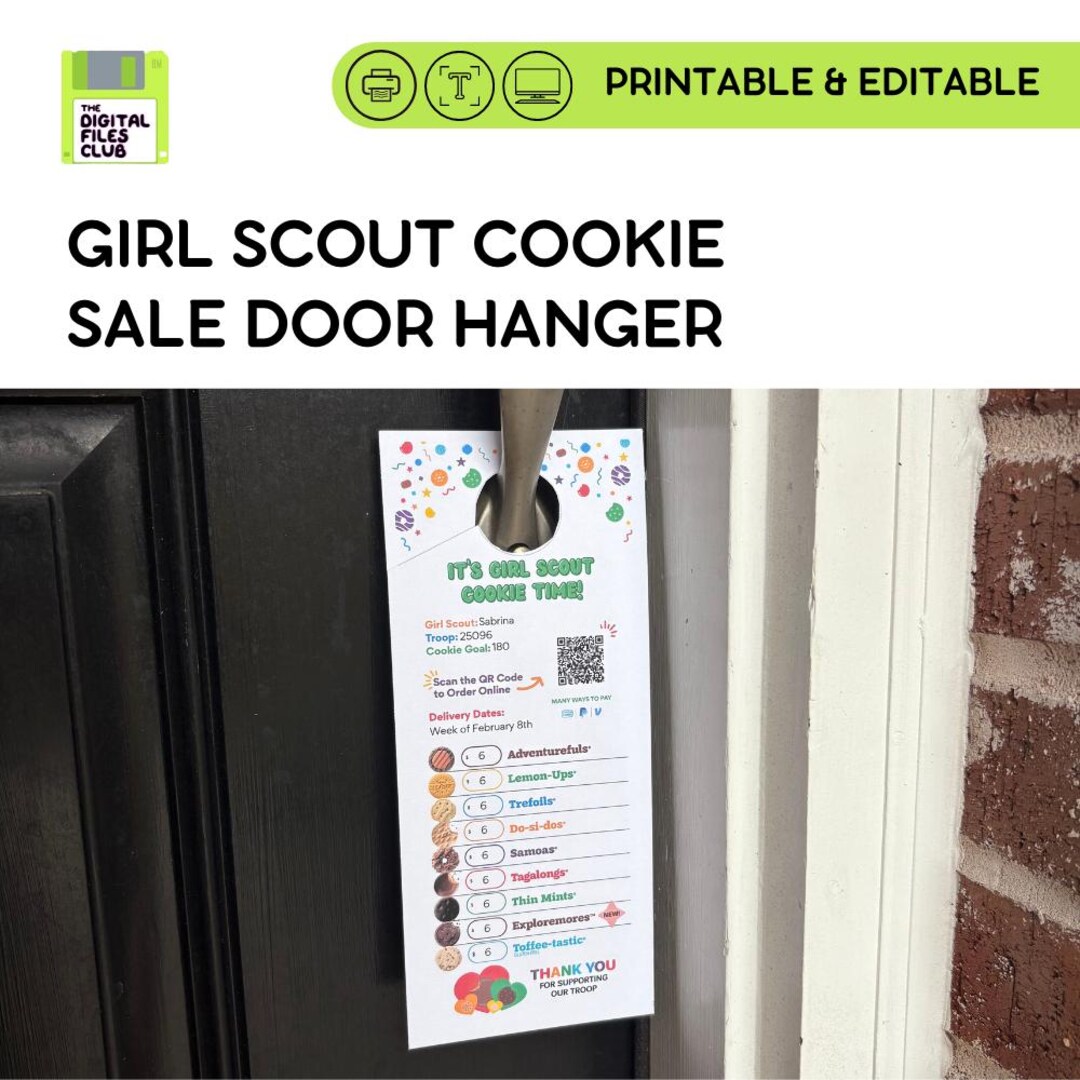 Scout Cookie Door Hanger | Printable & Editable in Canva | LBB + ABC ...