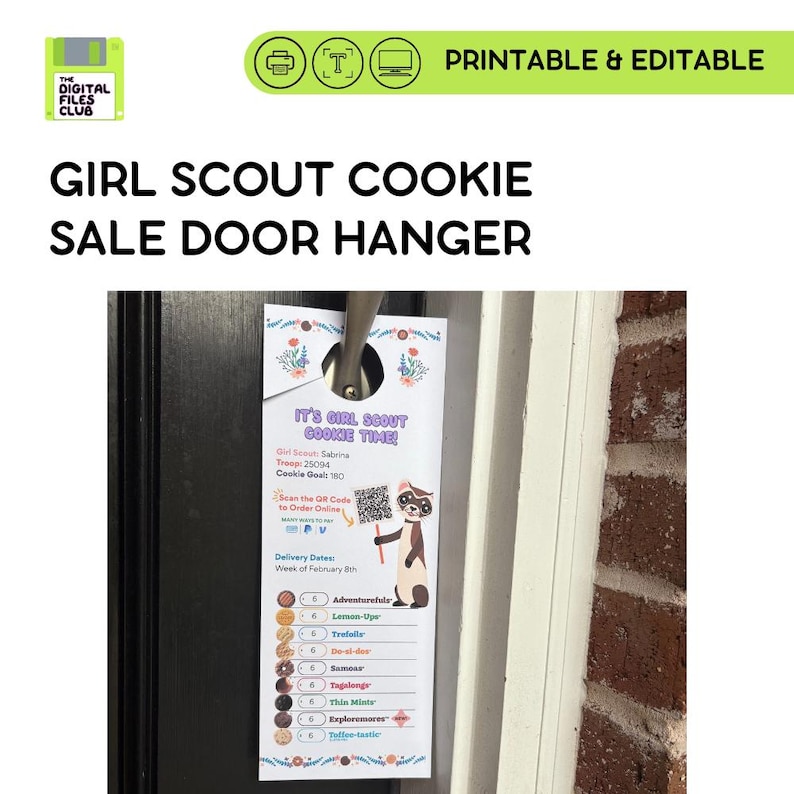 Scout Cookie Mascot Door Hanger Template | Printable & Editable in ...