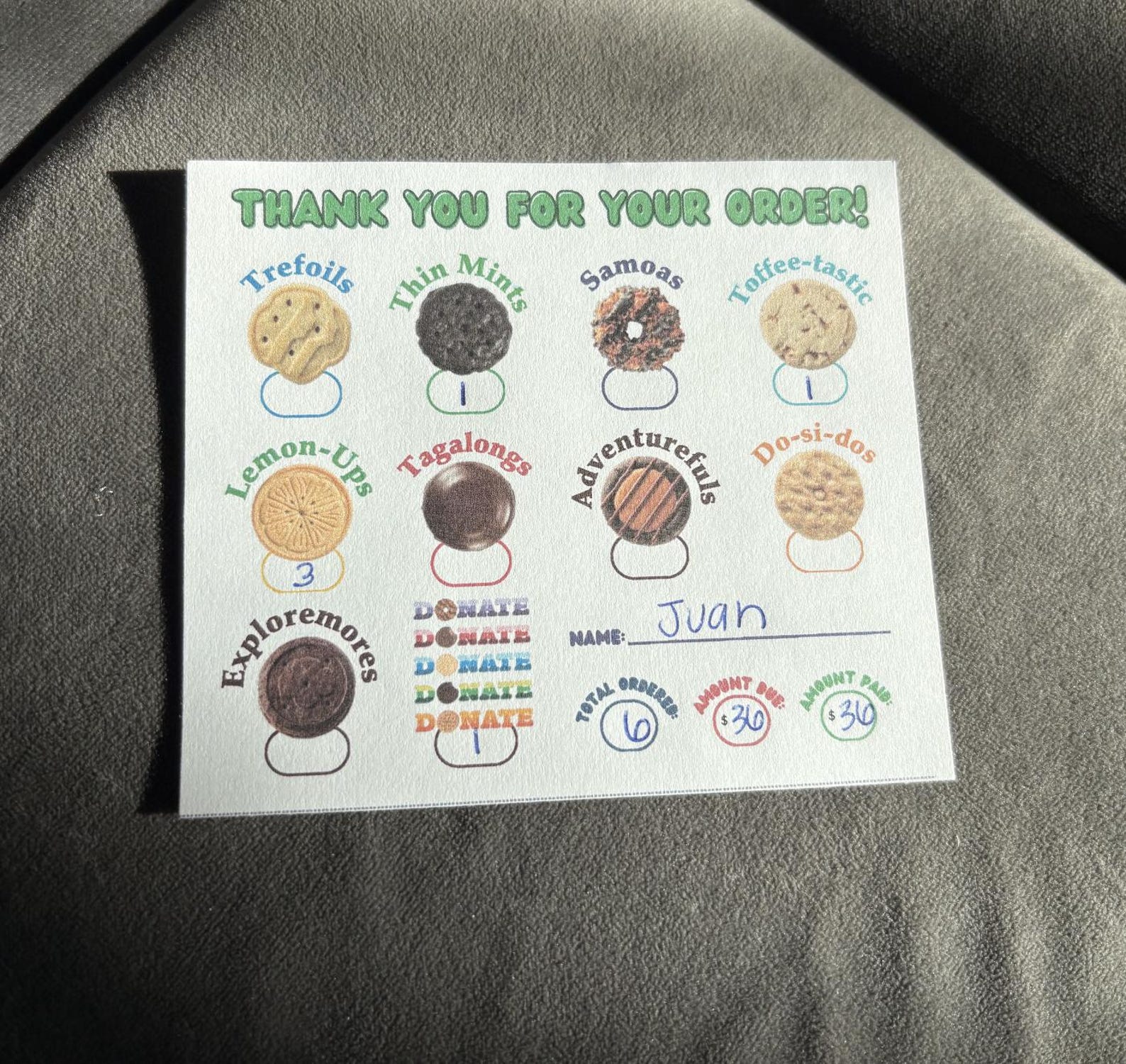 Scout Cookie Order Thank You + Receipt | Digital Download, Ready to ...
