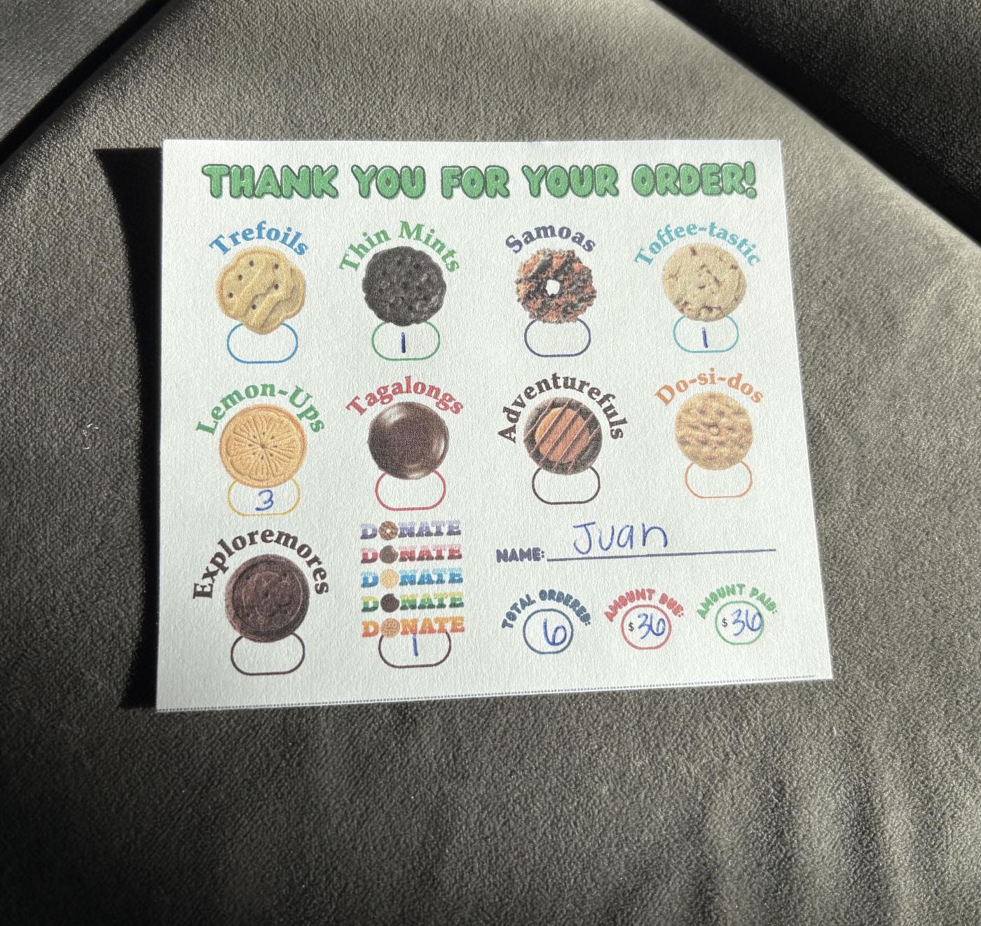 Scout Cookie Order Thank You + Receipt | Digital Download, Ready to ...