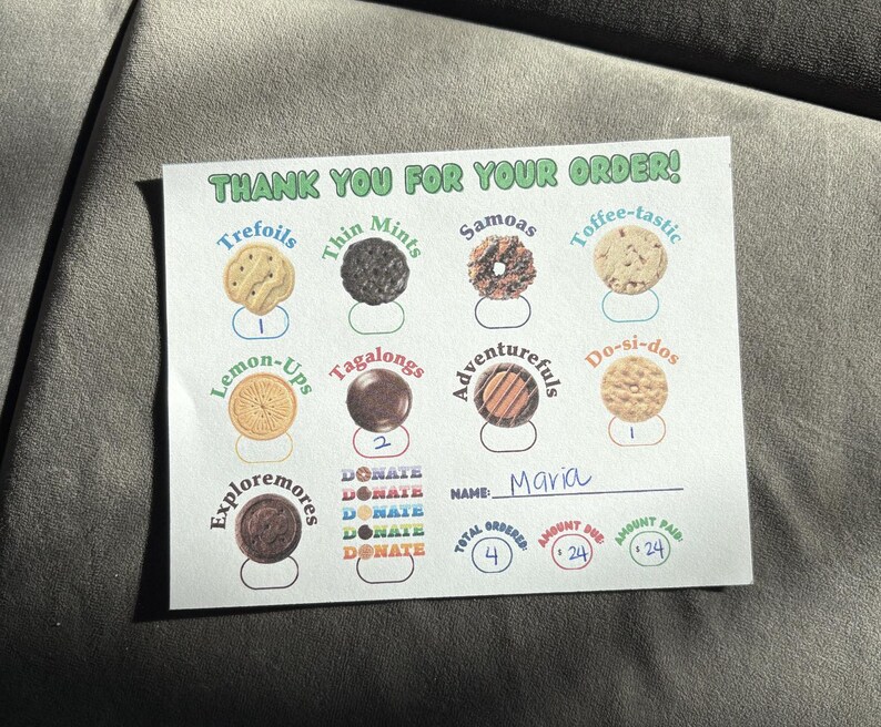 Scout Cookie Order Thank You + Receipt | Digital Download, Ready to ...