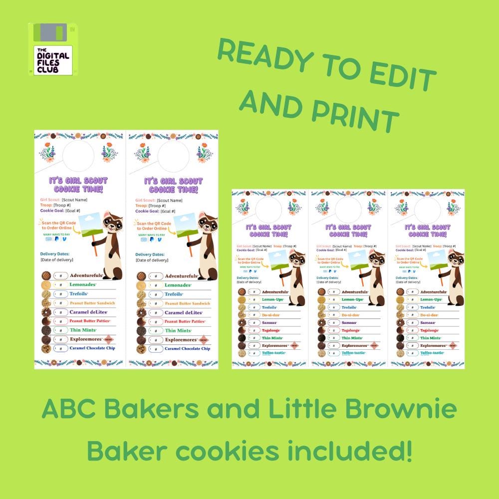 Scout Cookie Mascot Door Hanger Template | Printable & Editable in ...