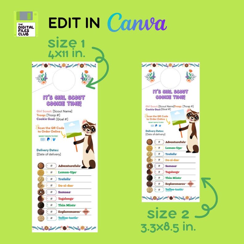 Scout Cookie Mascot Door Hanger Template | Printable & Editable in ...