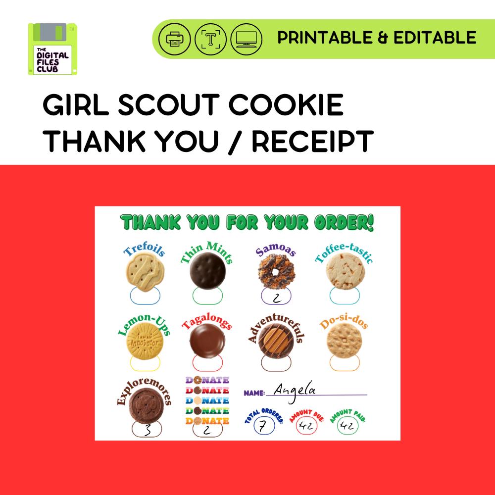 Scout Cookie Order Thank You + Receipt | Digital Download, Ready to ...