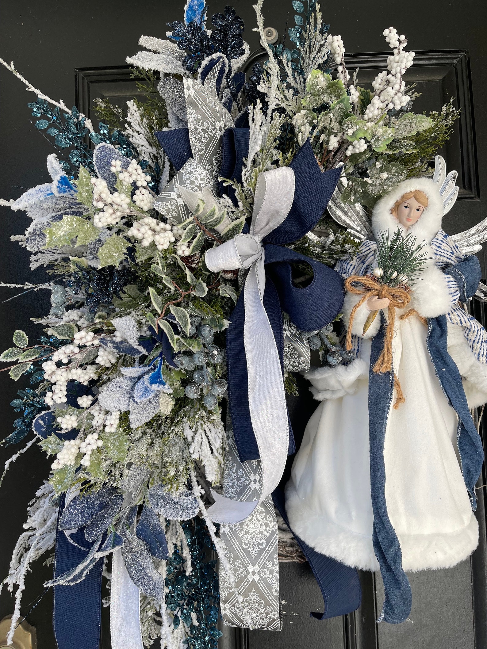 Grapevine Wreath for Christmas, Christmas Wreath, Angel Wreath, Winter ...