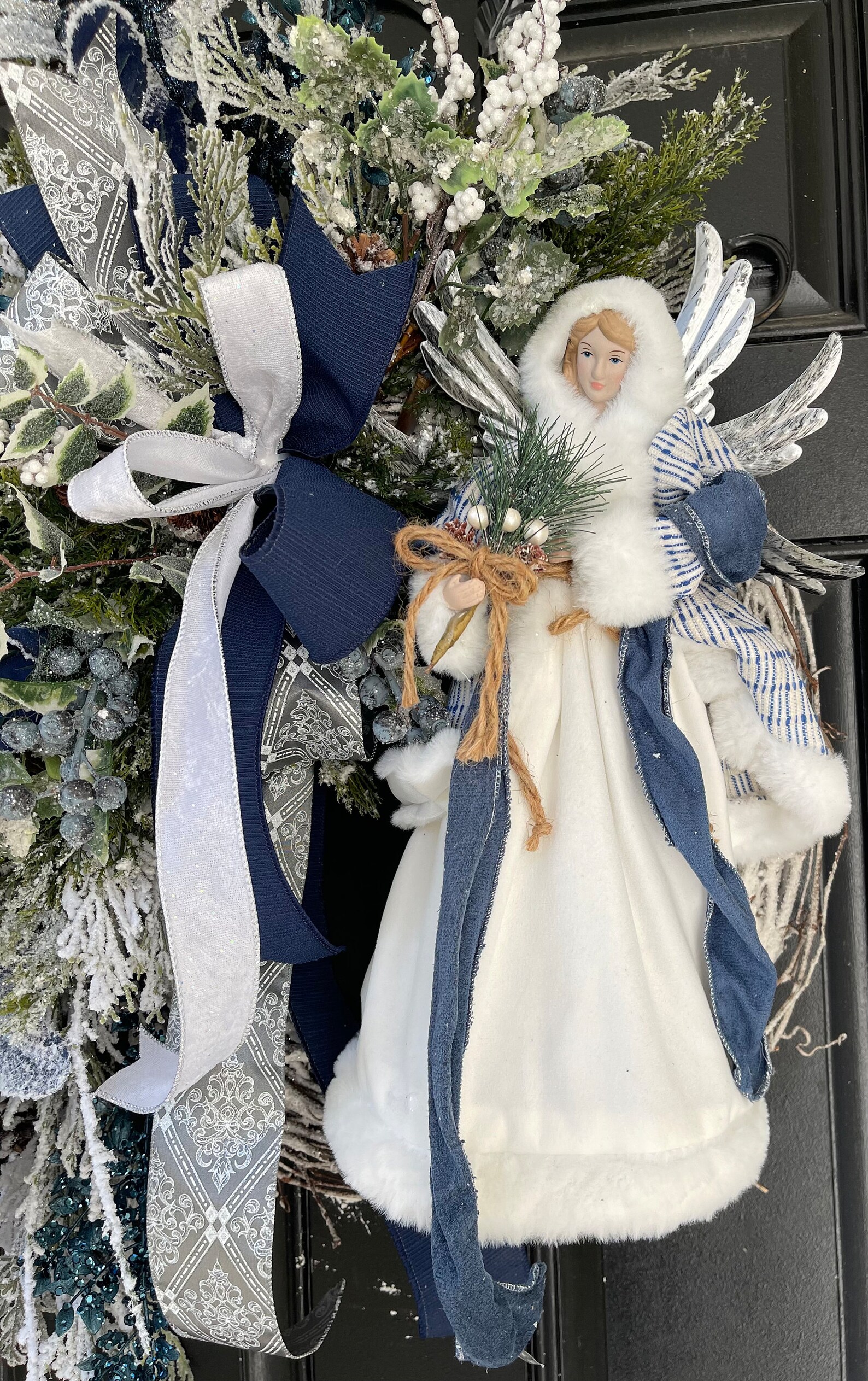 Grapevine Wreath for Christmas, Christmas Wreath, Angel Wreath, Winter ...