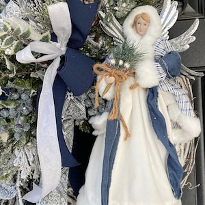 Grapevine Wreath for Christmas, Christmas Wreath, Angel Wreath, Winter ...