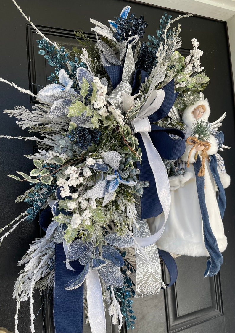 Grapevine Wreath for Christmas, Christmas Wreath, Angel Wreath, Winter ...