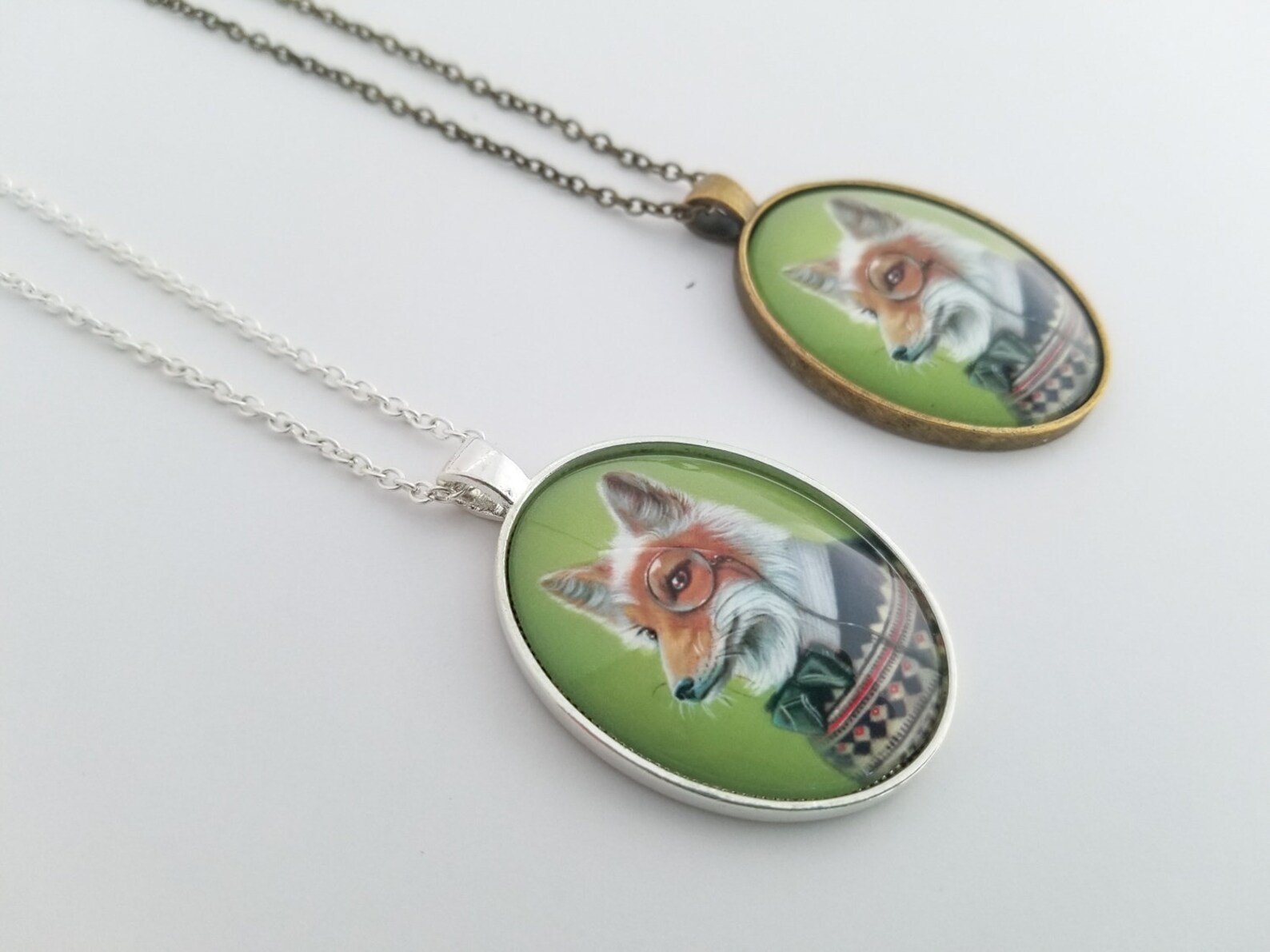 Fox Pendant, Dapper Fox With Monocle Jewelry, Fair Isle Sweater Large ...