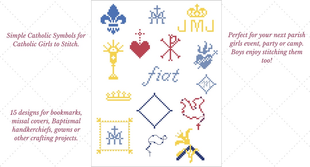 Simple Catholic Symbols for Cross Stitch Embroidery PDF Digital ...