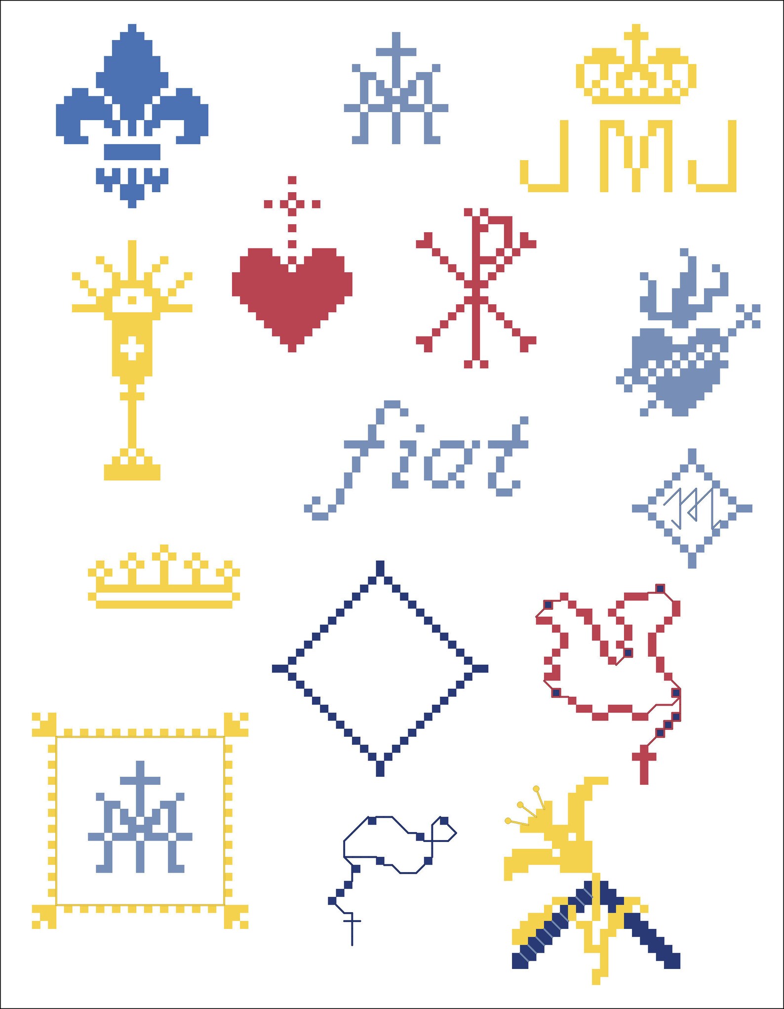 Simple Catholic Symbols for Cross Stitch Embroidery PDF Digital ...