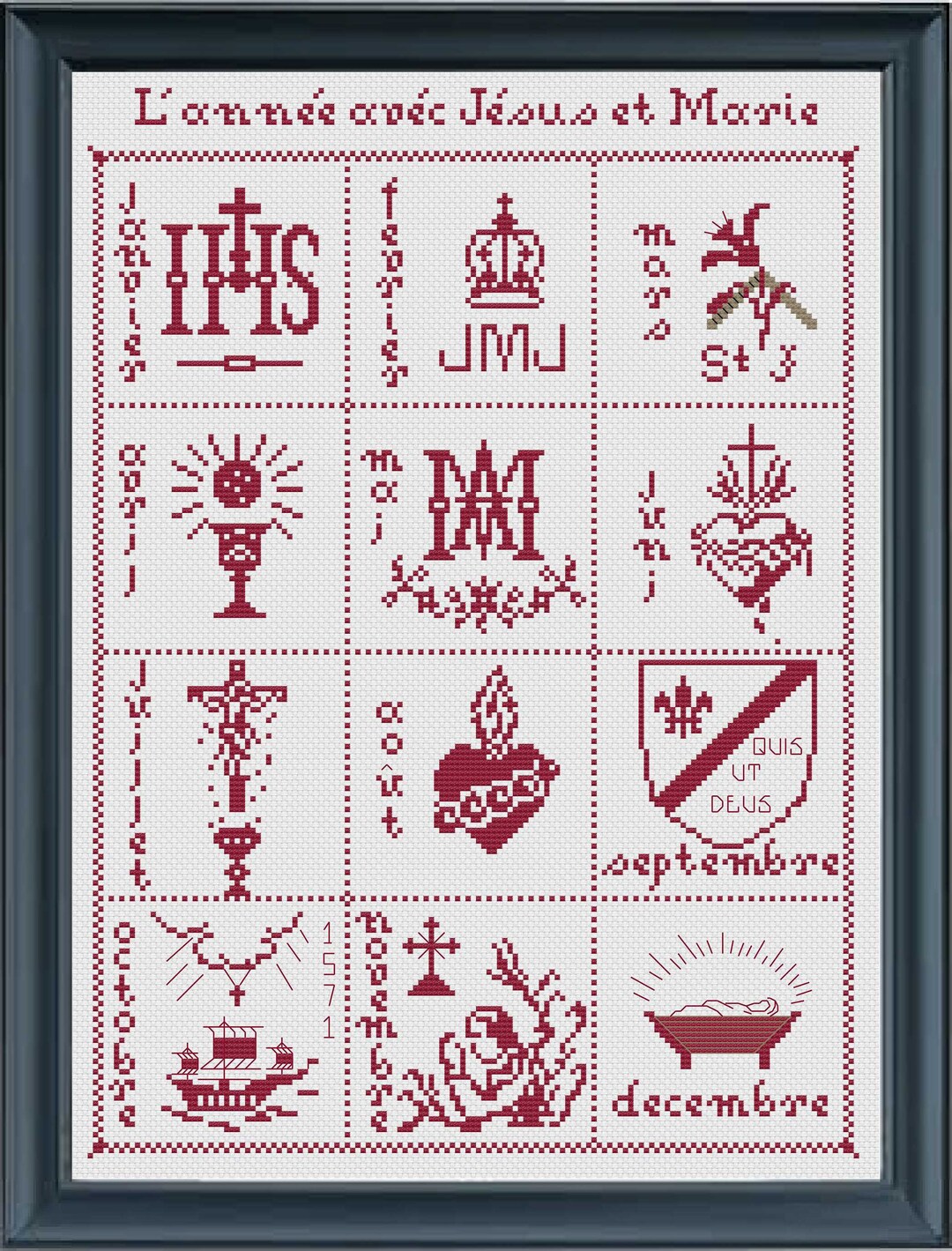 The Year With Jesus and Mary Catholic Cross Stitch Pattern PDF Digital ...